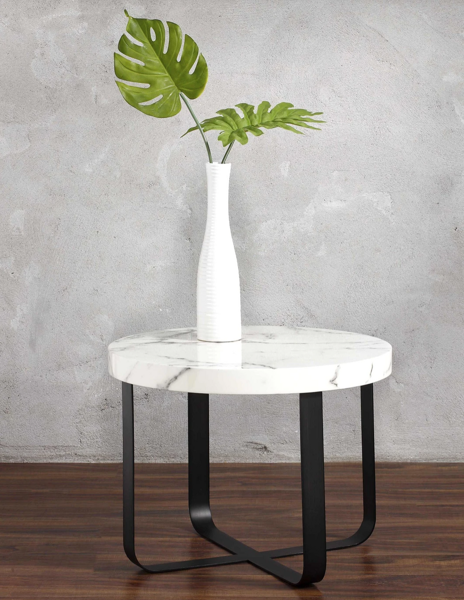 MARINER MARBLE EFFECT SIDE TABLE - uniQue Home Furnishing